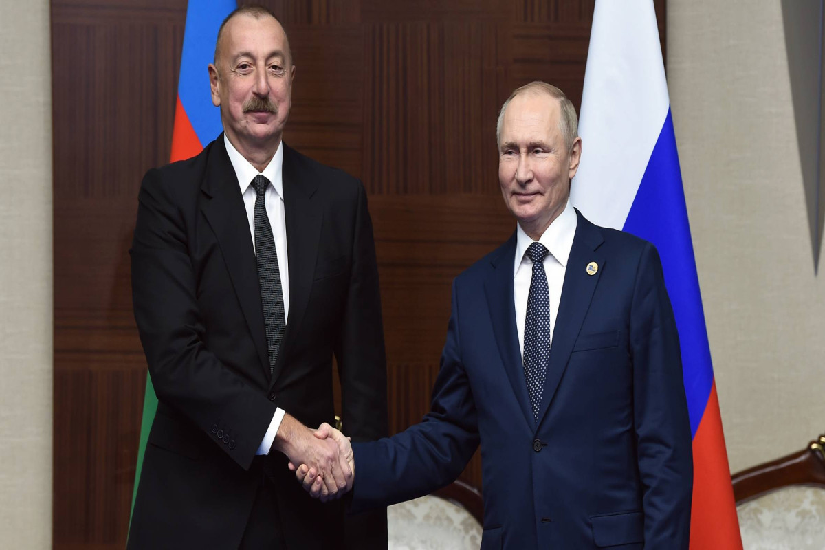 President of Azerbaijan Ilham Aliyev, President of Russia Vladimir ...