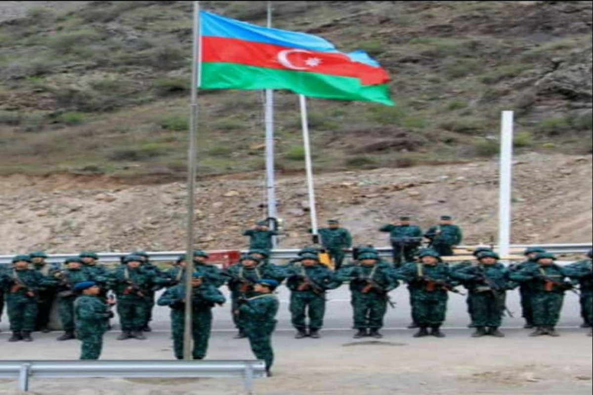 Azerbaijani flag raised at the border checkpoint established at the ...